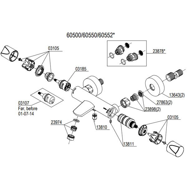 Damixa Clover Green Thermostatic Chrome 6050000 Spare Parts